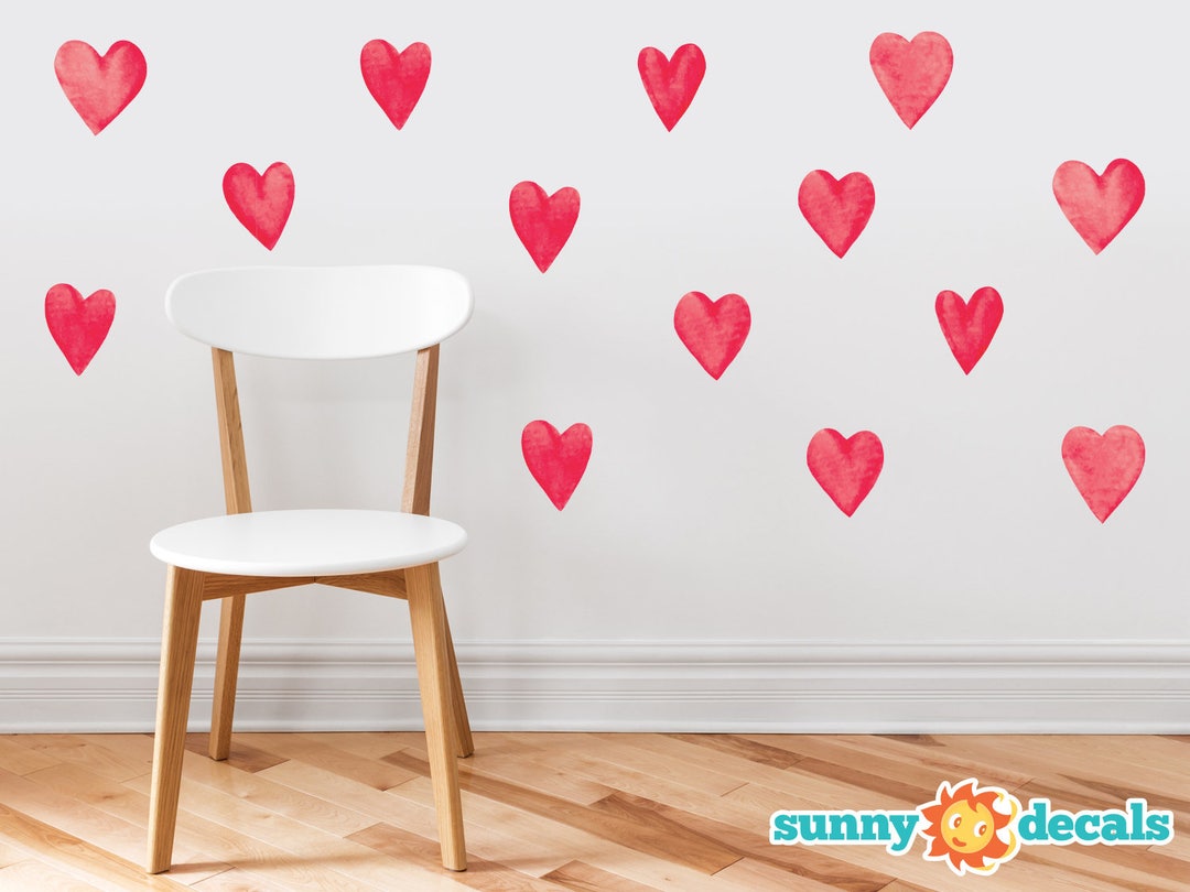 Heart Pattern Fabric Wall Decal, Set of 14 Hand Drawn Style Heart ...