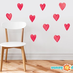 Heart Pattern Fabric Wall Decal, Set of 14 Hand Drawn Style Heart ...