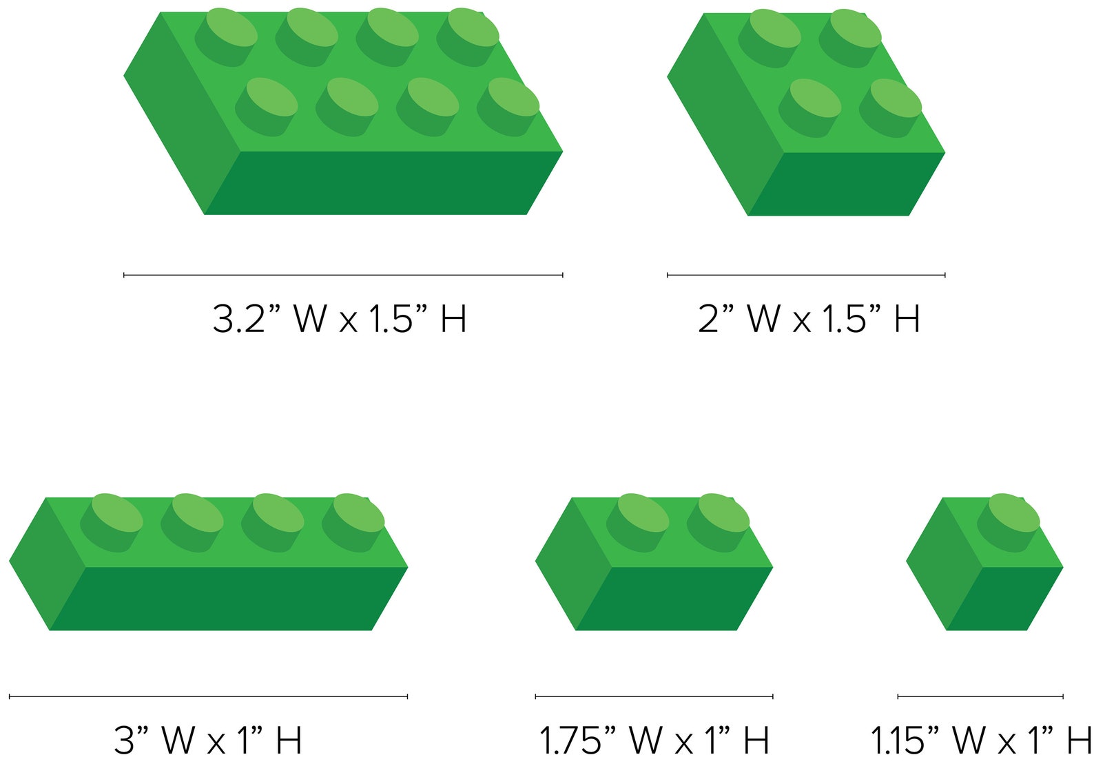 Mini Building Block Bricks Fabric Wall Decals Set of 98 | Etsy