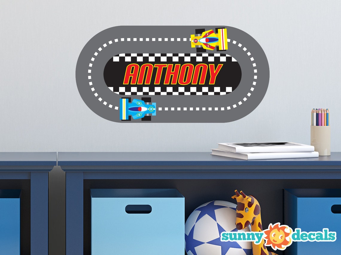 Racing Track With Custom Name Fabric Wall Decal NASCAR - Etsy