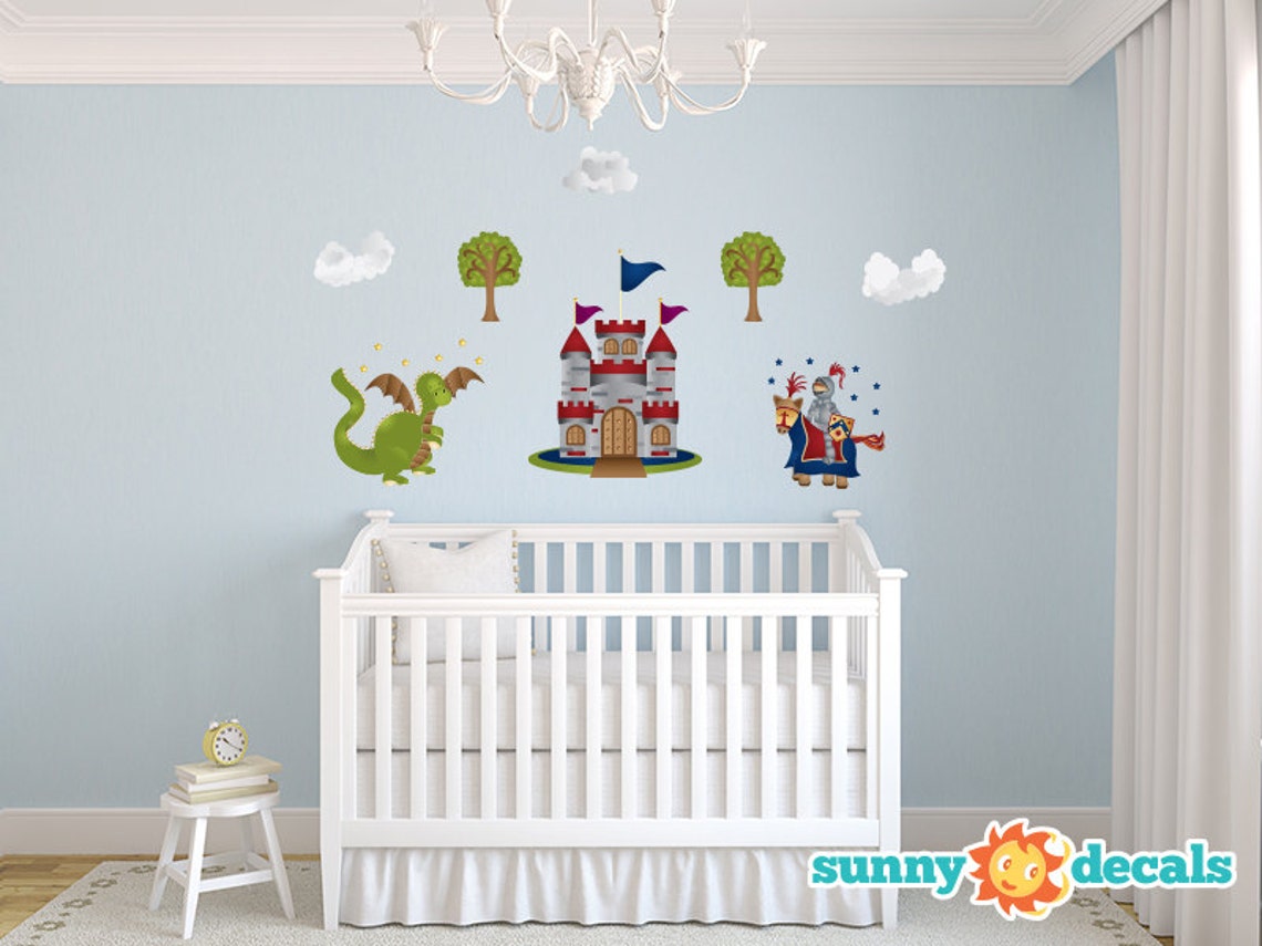 Knight and Dragon Fabric Wall Decals Wall Stickers Knight - Etsy