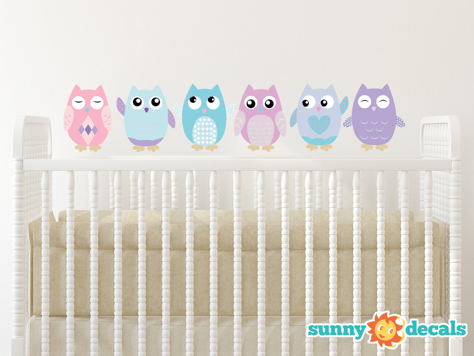 Owl Fabric Wall Decals Set of 6 Owls Repositionable and - Etsy