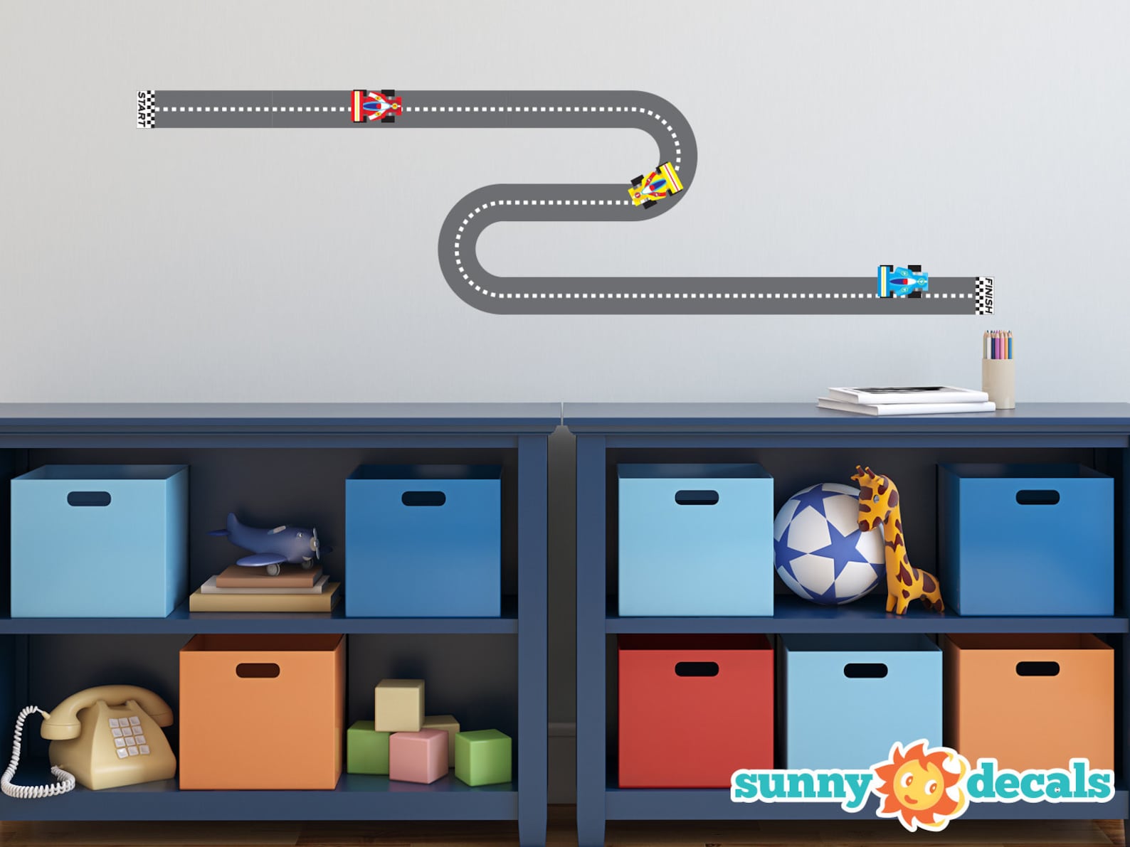 Race Car Tracks Fabric Wall Decal: Reusable Kids Room Decor - Etsy