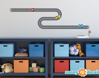 Race Car Tracks Fabric Wall Decal Customizable Roads Large | Etsy