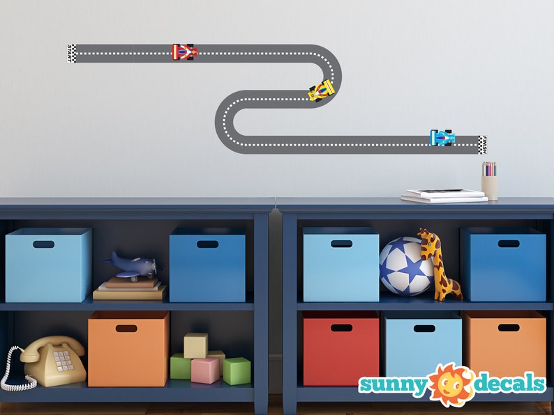 Race Car Tracks Fabric Wall Decal: Reusable Kids Room Decor - Etsy