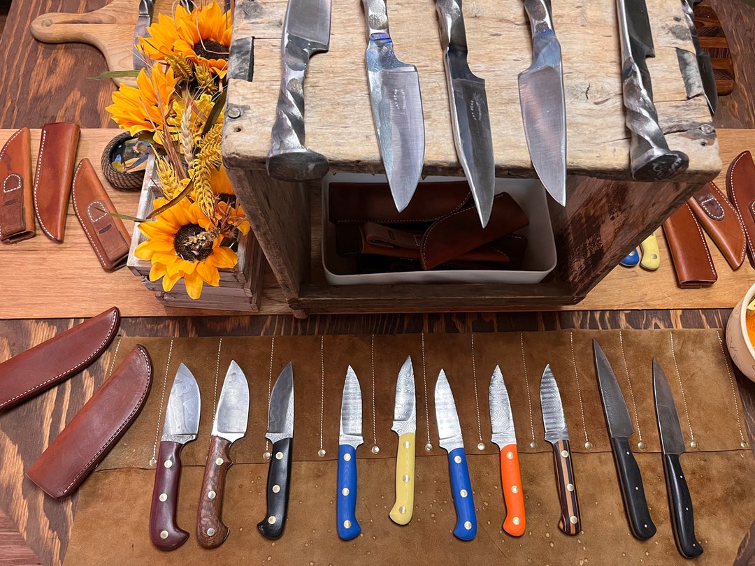 Damascus Knives With Colorful Handles - Etsy