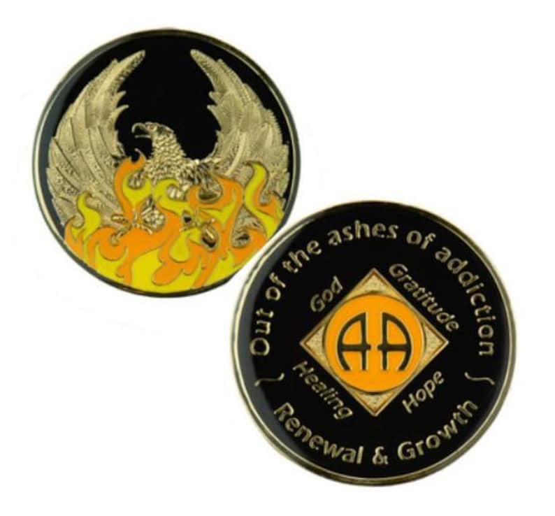 AA Medallion Out of the Ashes Phoenix Coin - With AA Symbol Chip ...