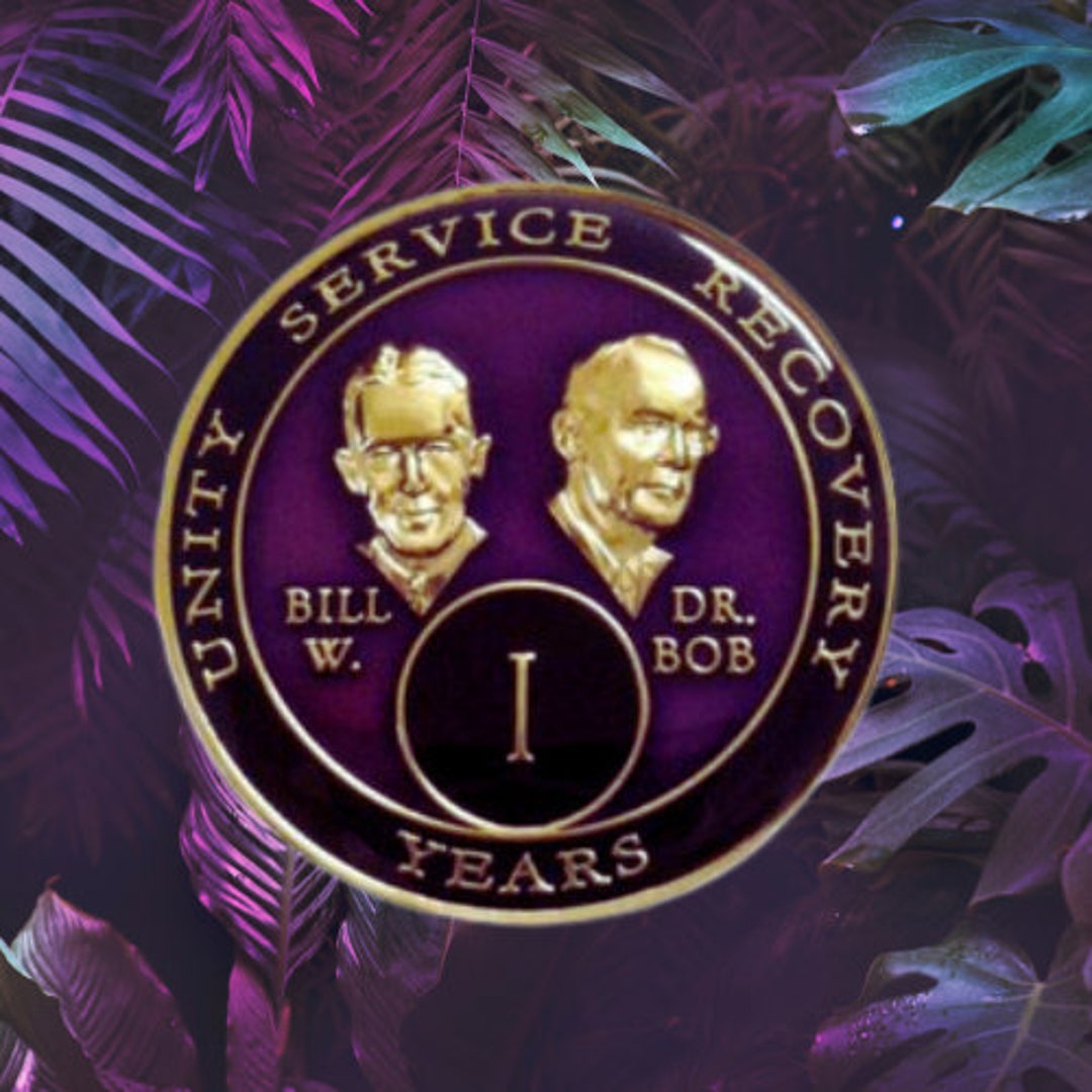 Serenity Prayer Bill & Bob AA Purple Triplate Medallion Chip Coin 1-55 ...