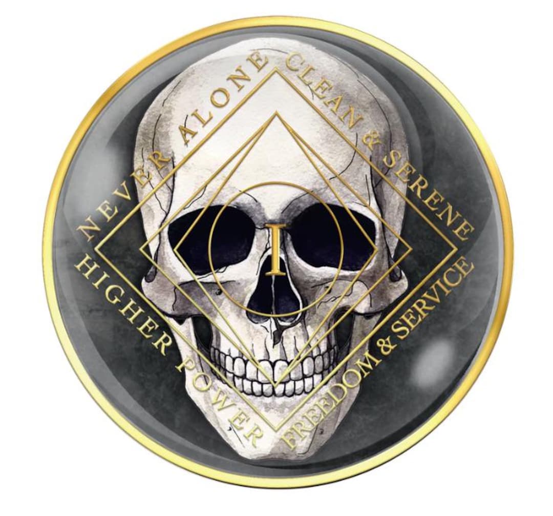 NA Skull Black Clean Time Yearly Medallion Yrs 1-30 Recovery Narcotics ...