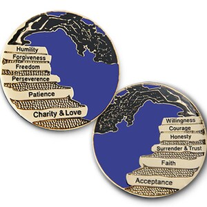 12 Step Principles Specialty Medallion Colored Coin AA Recovery ...