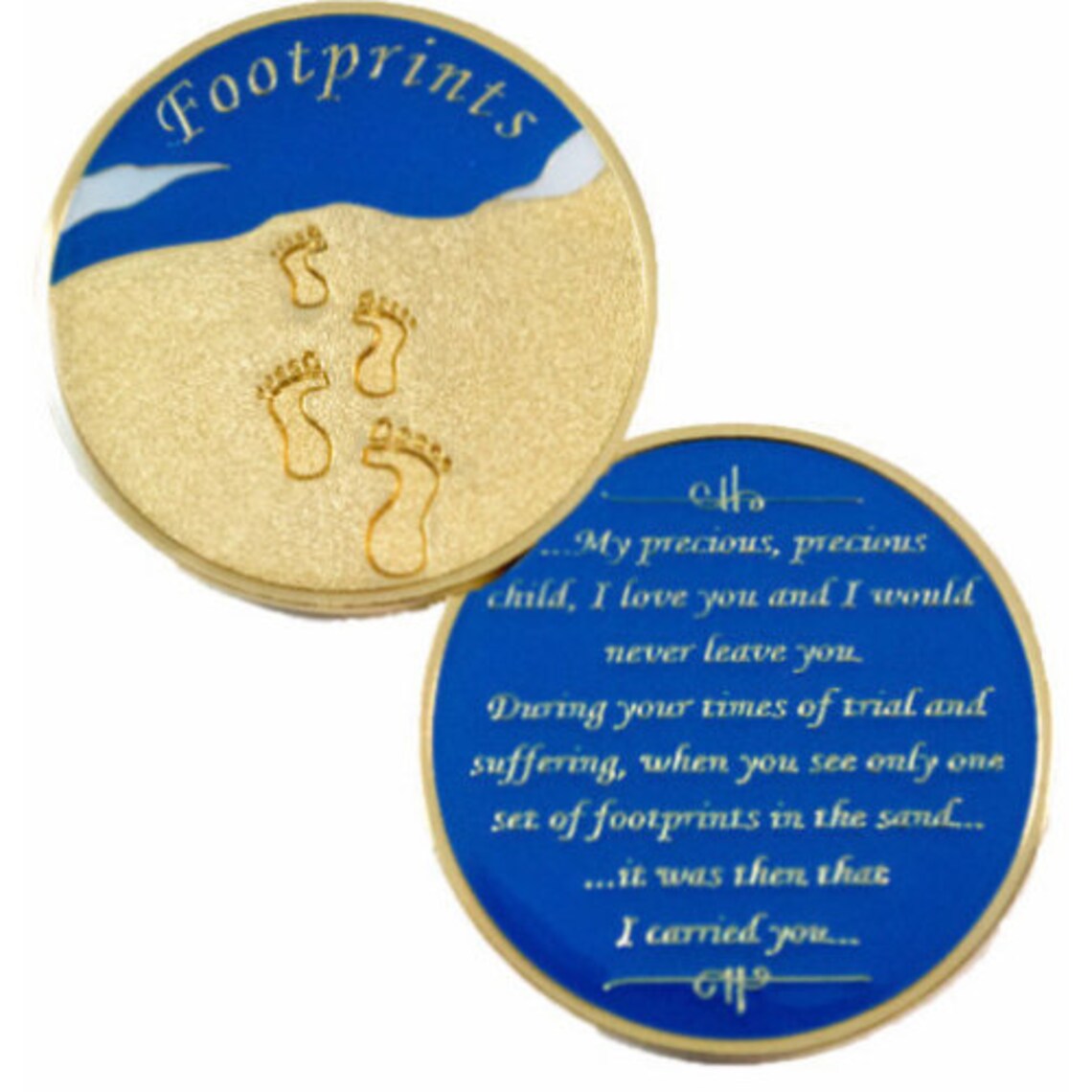 Footprints in the Sand Medallion AA Recovery Medallion- 12 Step Program ...