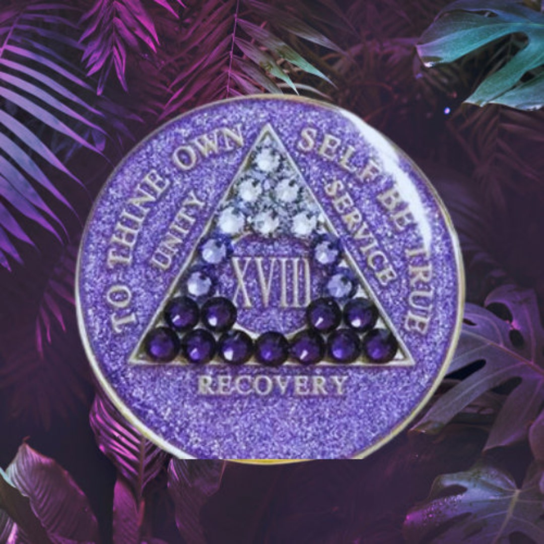 AA Medallion Glitter Purple W Lavender Transition Bling Crystals yrs 1 ...