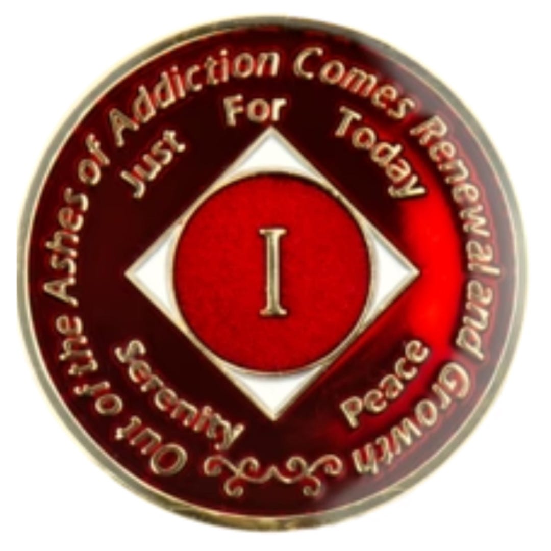 NA Red Glitter Bling Medallion W Rainbow Transition Crystals (yrs 1-45 ...