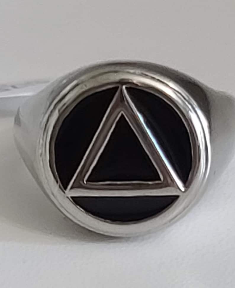 Stainless Steel AA Recovery Ring With Alcoholics Anonymous - Etsy