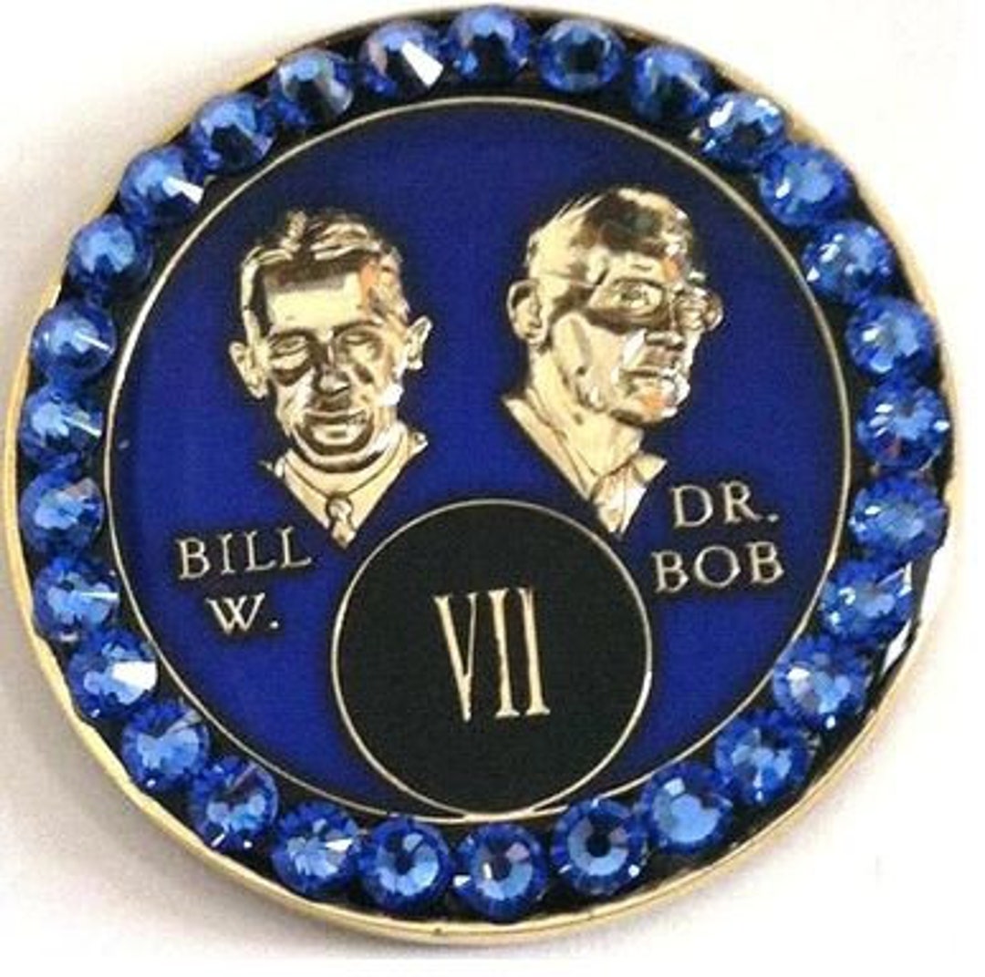 Bill & Bob AA Blue Triplate Sapphire Crystals Bling Medallion - Etsy