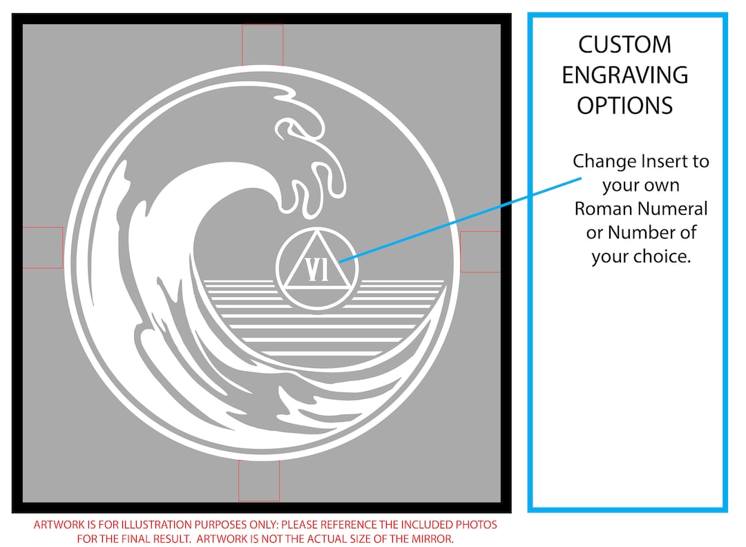 Custom Engraved Recovery AA Wave® Anniversary Mirror in a Black Box ...