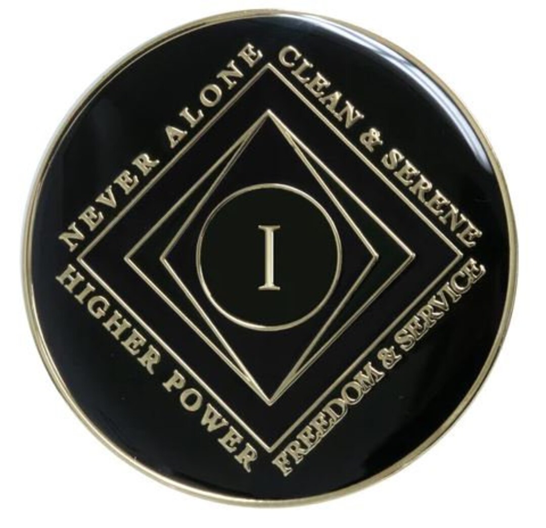NA Black Clean Time Yearly Medallion (yrs 1-40) Recovery Narcotics ...