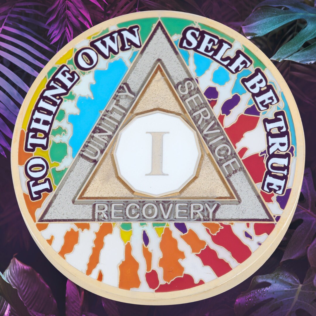 New Premium AA Yearly Rainbow Tie-dye Recovery Medallion Serenity ...