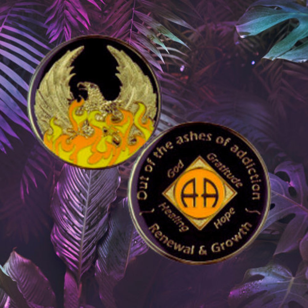AA Medallion Out of the Ashes Phoenix Coin - With AA Symbol Chip ...