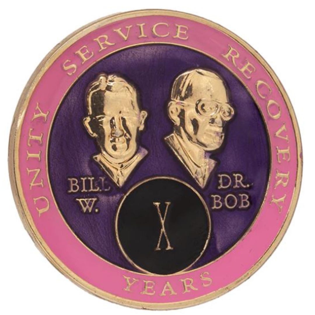 Serenity Prayer Bill & Bob AA Pink Triplate Medallion Chip Coin 1-55 ...