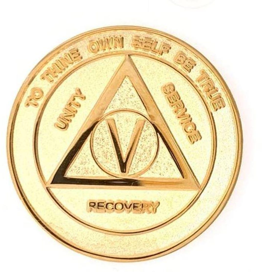 Serenity Prayer Freedom AA Anniversary Medallion Gold Coin 1-60 Years ...