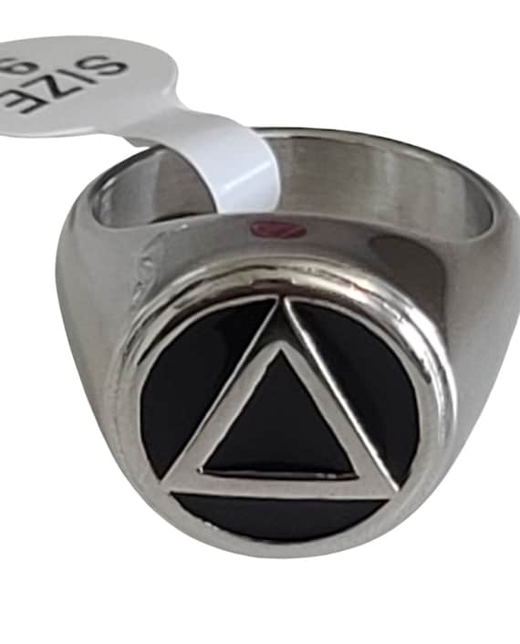 Stainless Steel AA Recovery Ring With Alcoholics Anonymous - Etsy