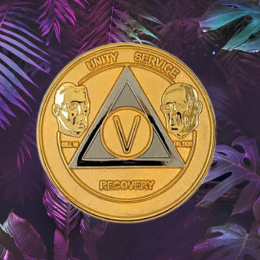 Serenity Prayer Bill & Bob AA Founders Bi-plated Gold Coin 1-60 Years ...