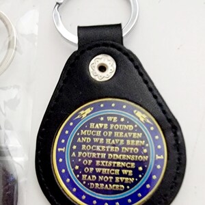 34mm Leather Silver Finish Medallion Holder Key Chain - for Triplated ...