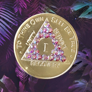 AA Medallion 24KT Gold Plated Coin Rose AB Crystals 1-50 Bling ...