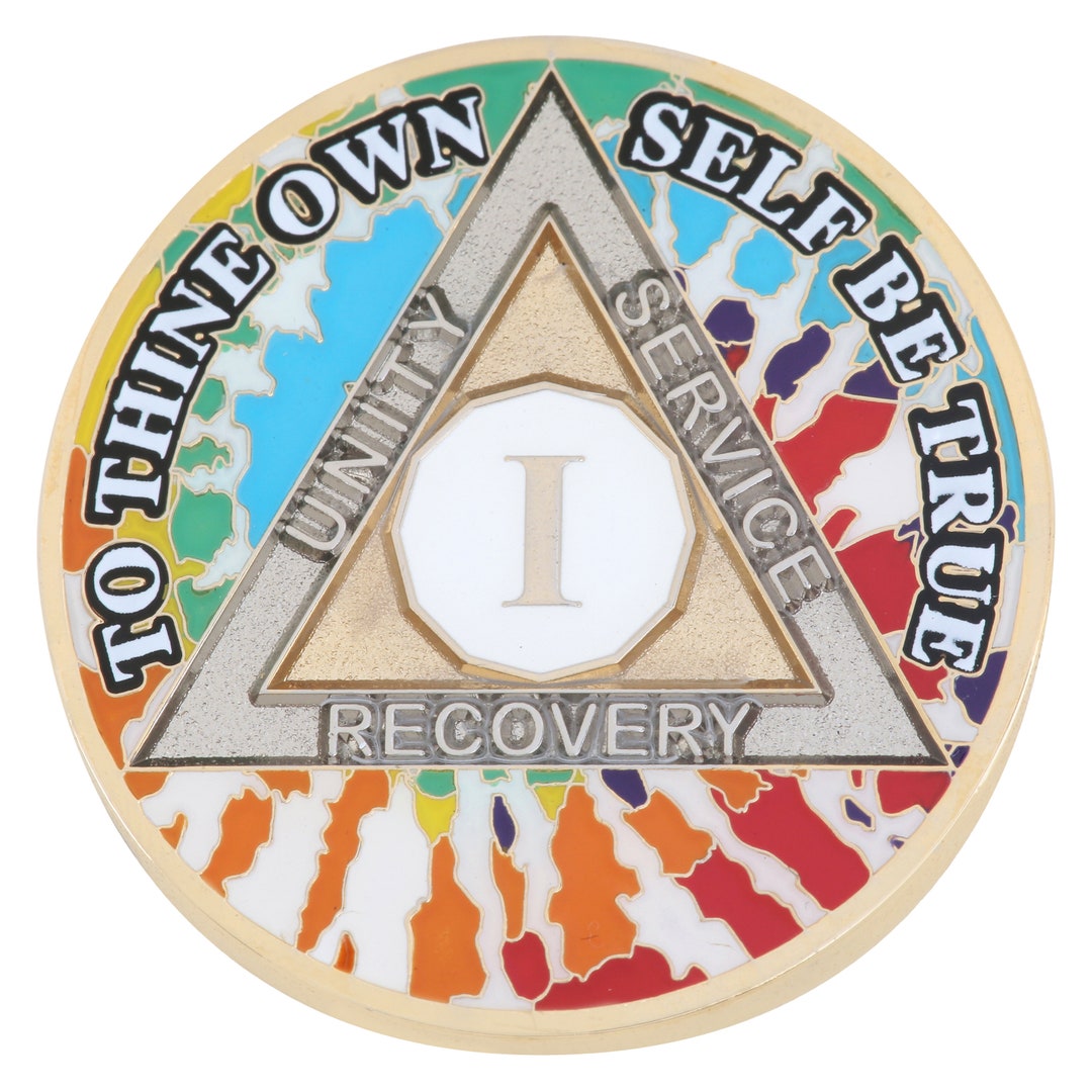 New Premium AA Yearly Rainbow Tie-dye Recovery Medallion Serenity ...