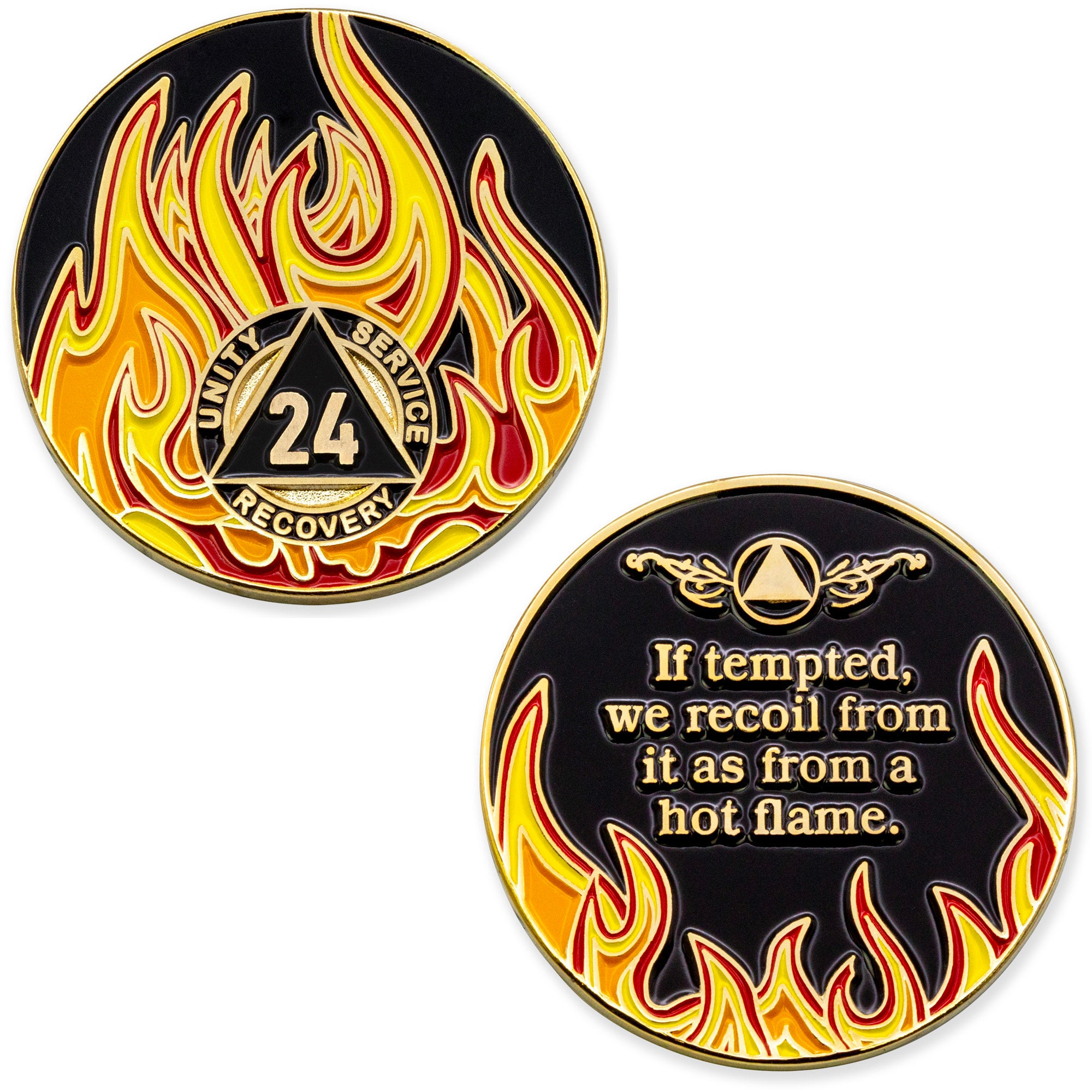 24k Plated AA Flames Anniversary Medallion - Years 1-40/24hrs/18mnths ...