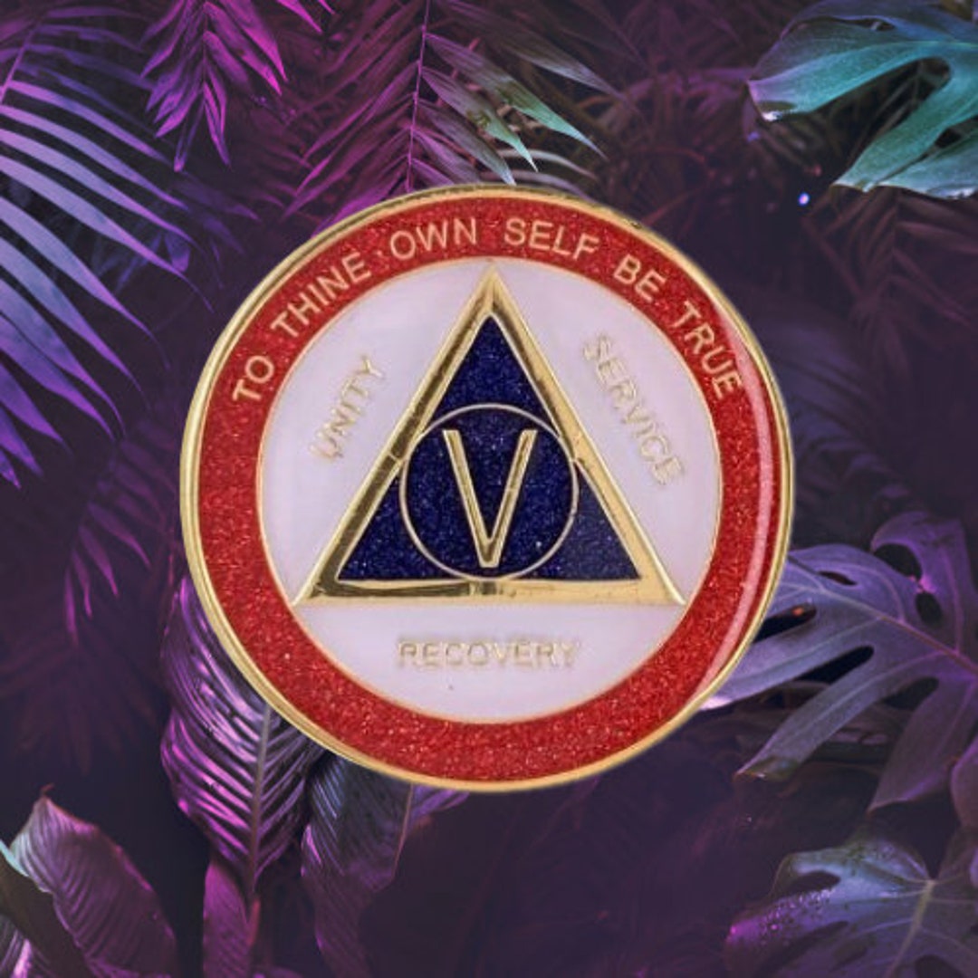 Serenity Prayer Freedom AA Anniversary Blue Sparkle on Silver Coin 1-40 ...