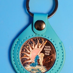 34mm Key Chain Medallion Holder Turquoise - for Triplated AA and NA ...