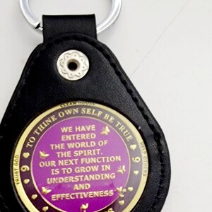 34mm Leather Silver Finish Medallion Holder Key Chain - for Triplated ...