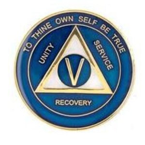 Serenity Prayer Freedom AA Anniversary Blue W/ Pearl Sparkle on a Gold ...