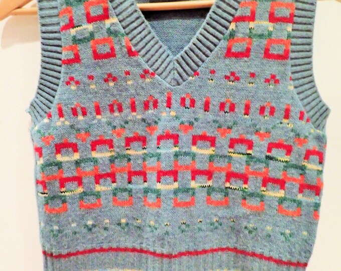 Vintage 60s Sweater Vest Argyle Blue Geometric Pattern Preppy - Etsy