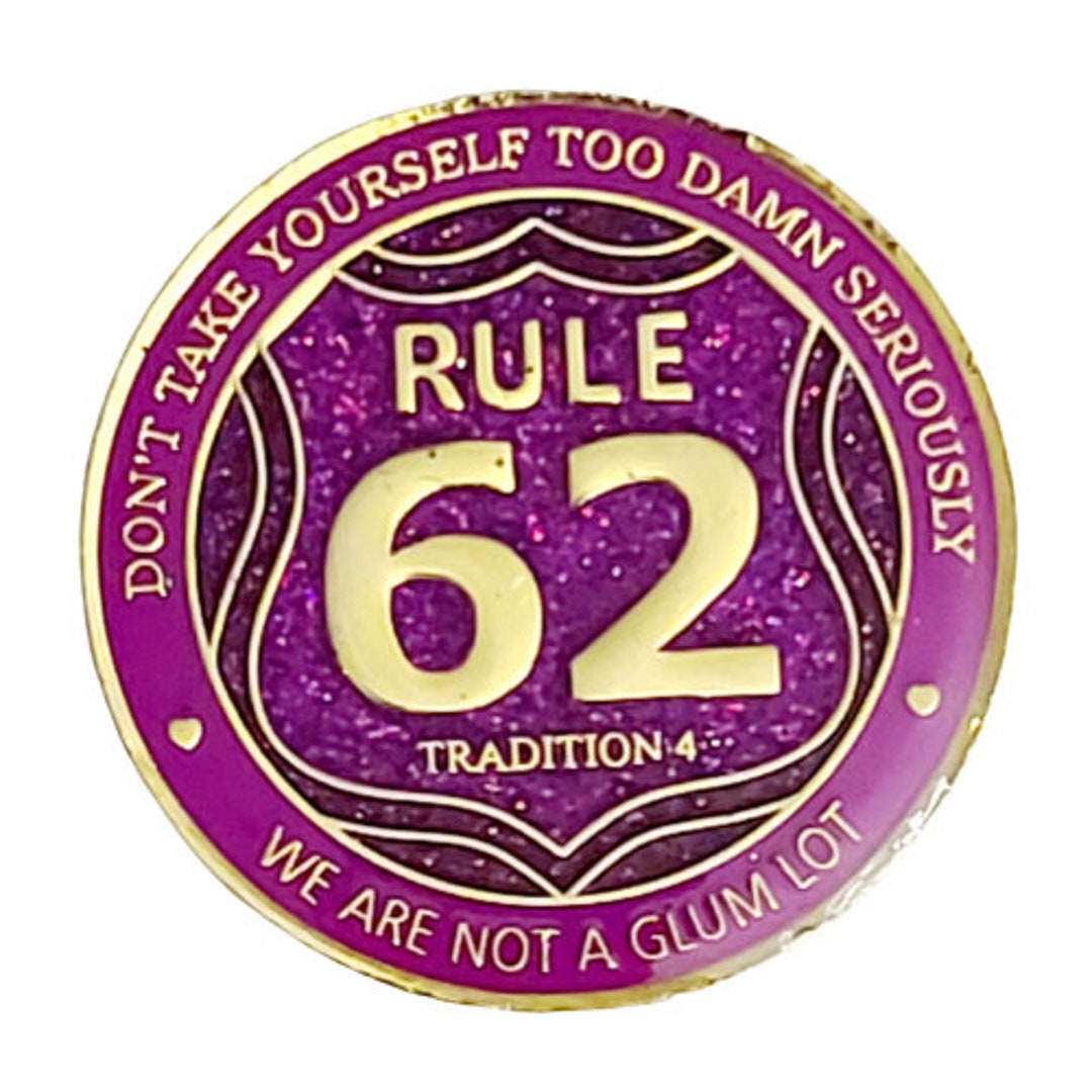 New Purple Glitter Rule 62 We Are Not A Glum Lot Affirmation Medallion - Don't Take Yourself Too ...