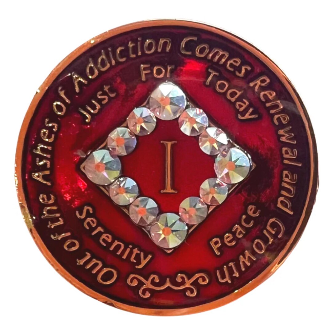 NA Red Medallion W/ AB Crystal Bling (yrs 1-45) Recovery Narcotics ...