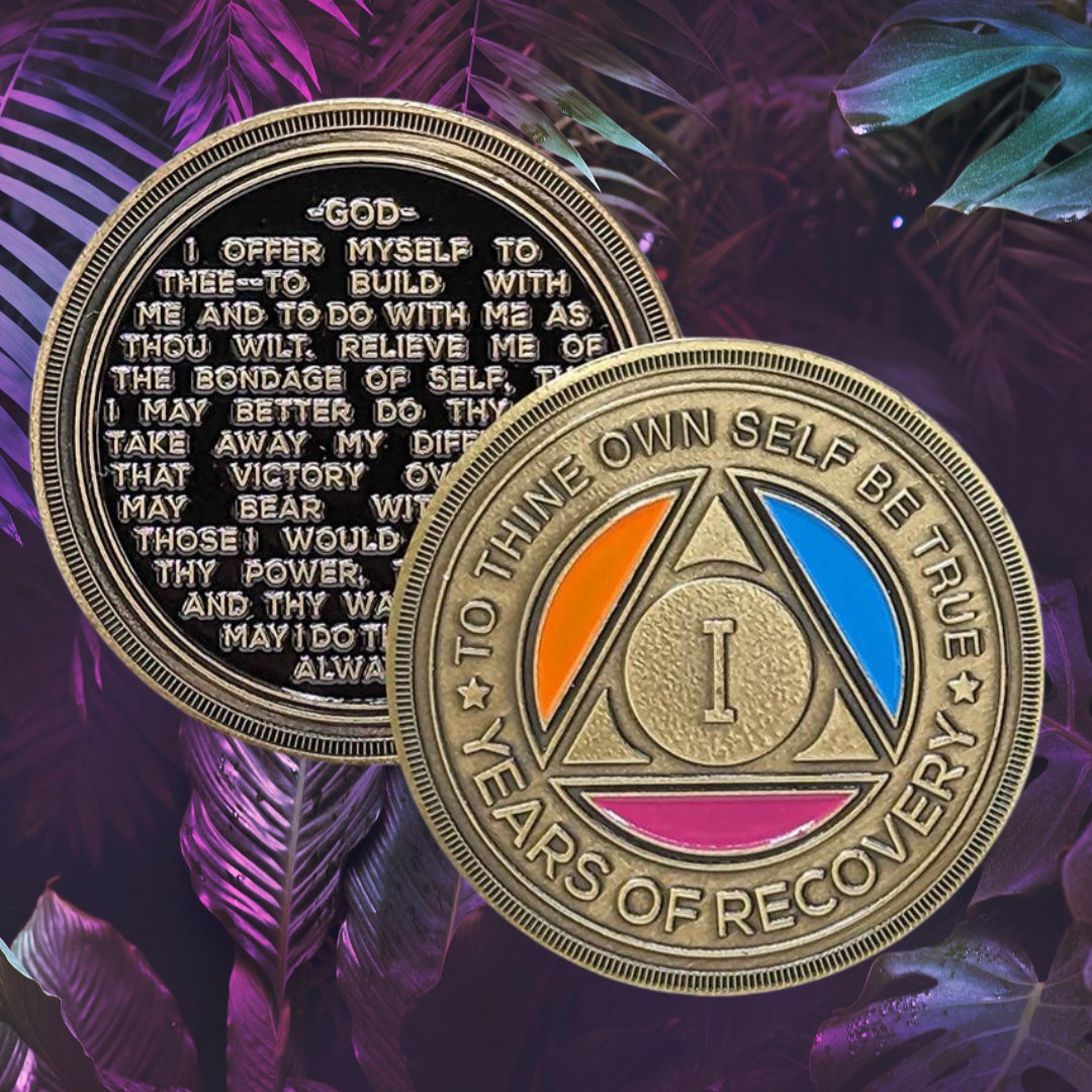 Tri Color Yearly Medallion (1 - 60 Years) Alcoholics Anonymous Recovery ...