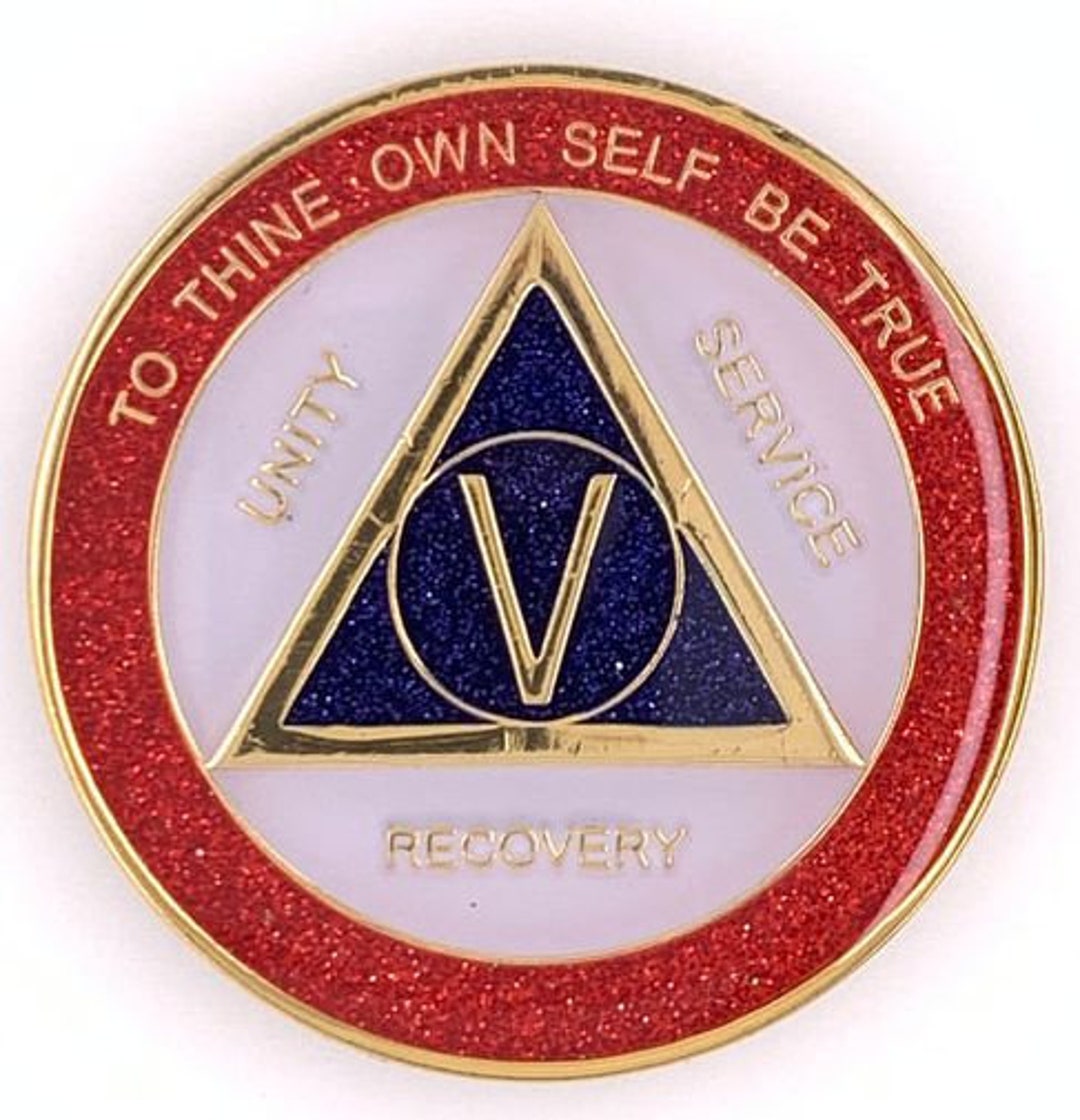 Serenity Prayer Freedom AA Anniversary Blue Sparkle on Silver - Etsy