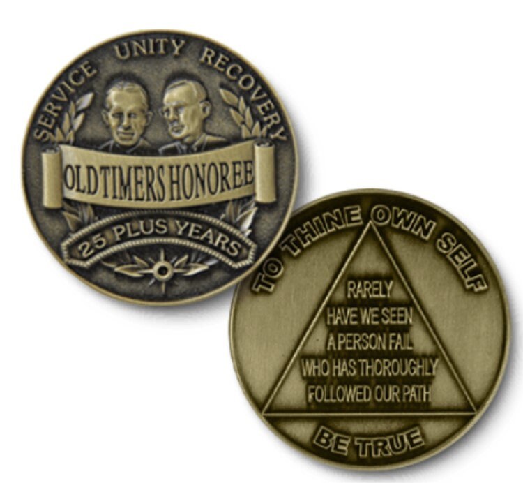 25 Plus Years AA Medallion – 'old Timers' Honoree Recovery Coin - Etsy