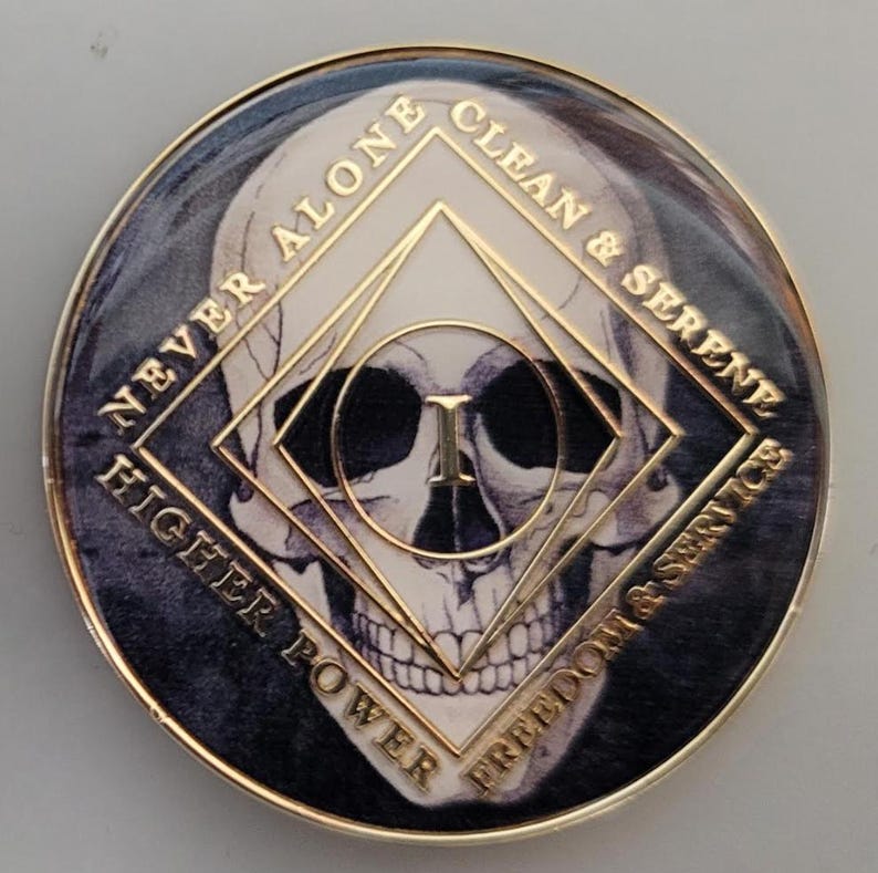 NA Skull Black Clean Time Yearly Medallion Yrs 1-30 Recovery Narcotics ...
