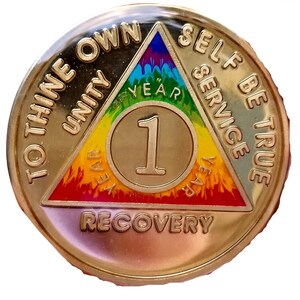 CLOSEOUT Hand Painted AA Recovery Medallion Rainbow Tie Dye LGBT 12 ...