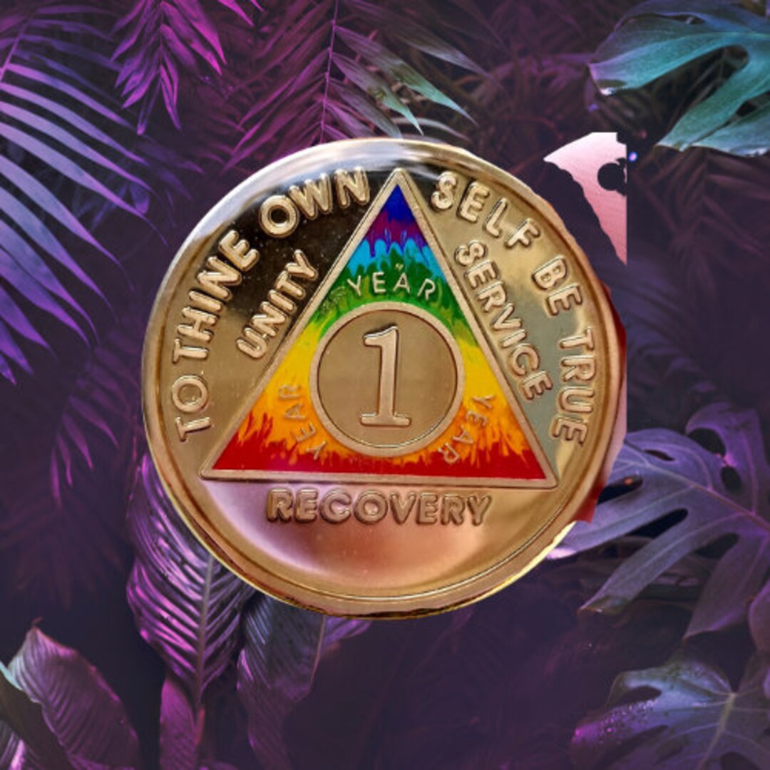 CLOSEOUT Hand Painted AA Recovery Medallion Rainbow Tie Dye LGBT 12 ...