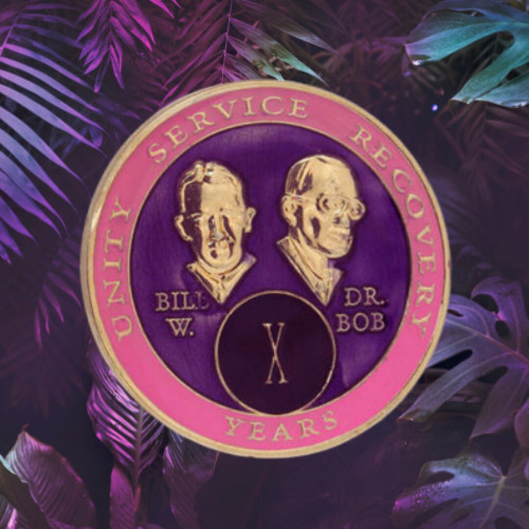 Serenity Prayer Bill & Bob AA Pink Triplate Medallion Chip Coin 1-55 ...