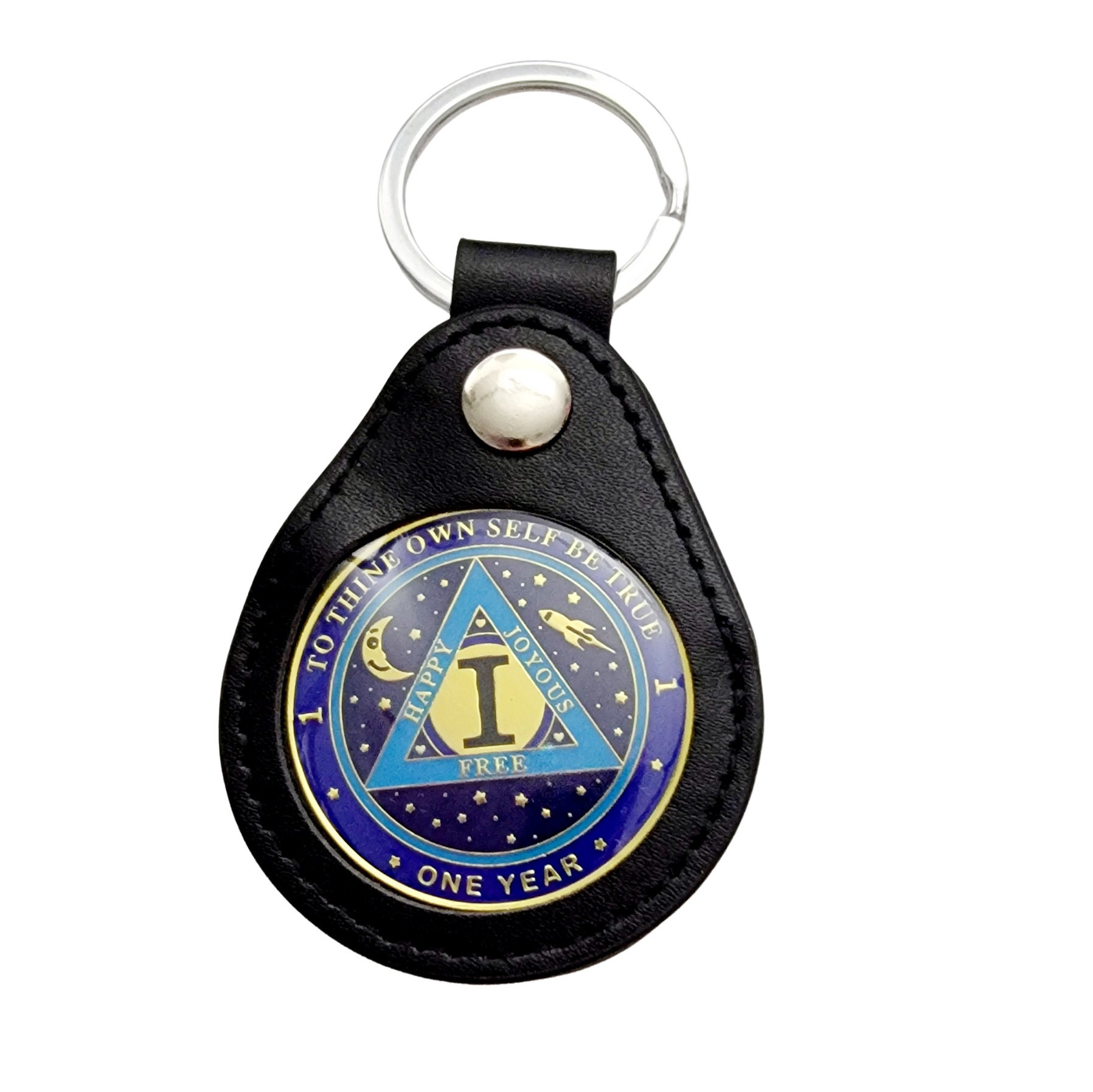 34mm Leather Silver Finish Medallion Holder Key Chain - for Triplated ...