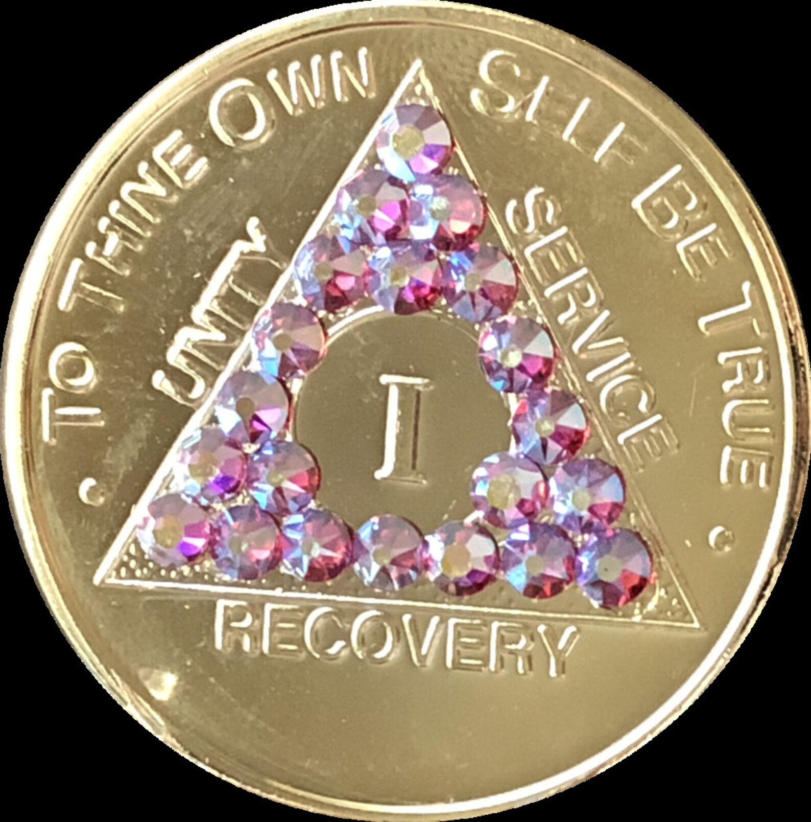 AA Medallion 24KT Gold Plated Coin Rose AB Crystals 1-50 Bling ...