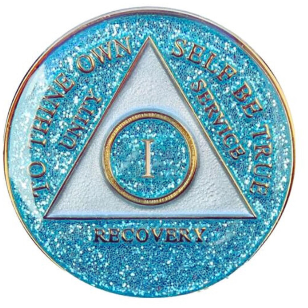 Serenity Prayer Freedom AA Anniversary Turquoise Glitter 1-50 Years ...