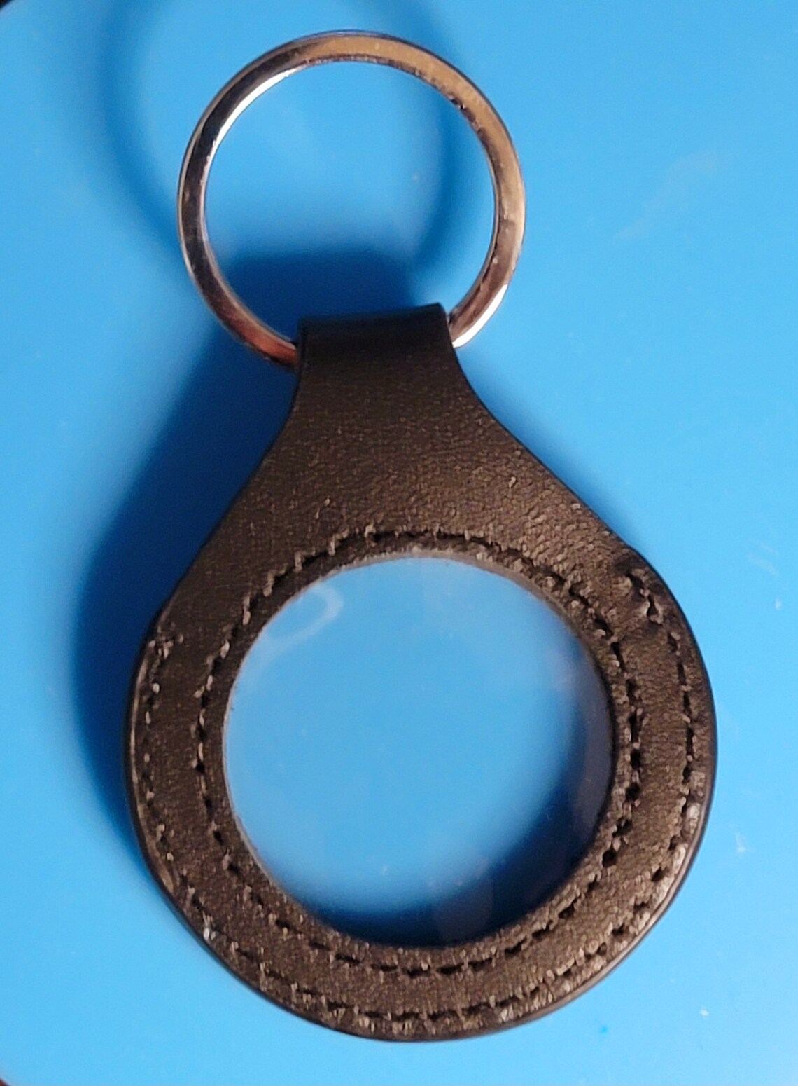 34mm Leather Silver Finish Medallion Holder Key Chain - for Triplated ...