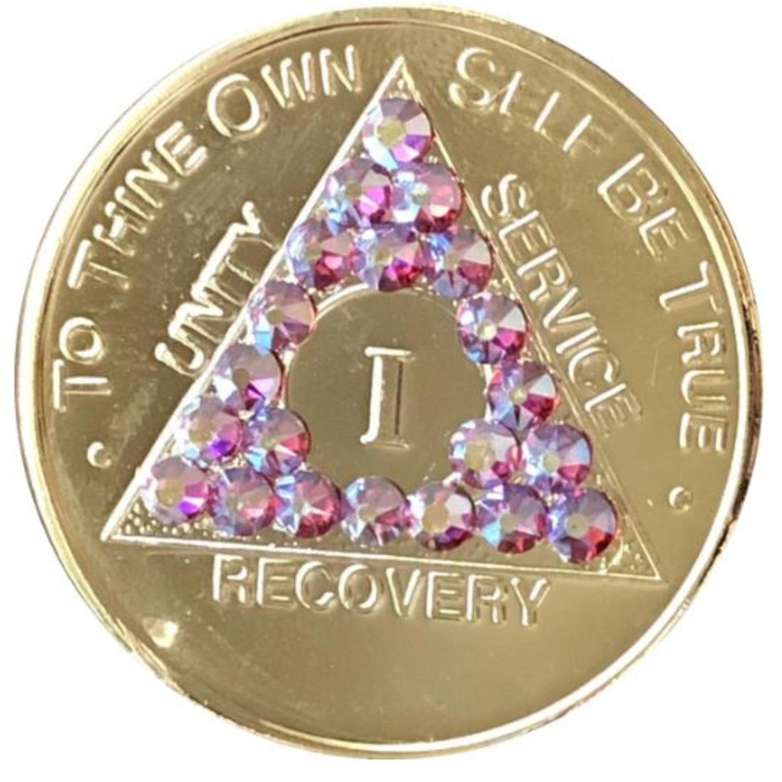 AA Medallion 24KT Gold Plated Coin Rose AB Crystals 1-50 Bling ...